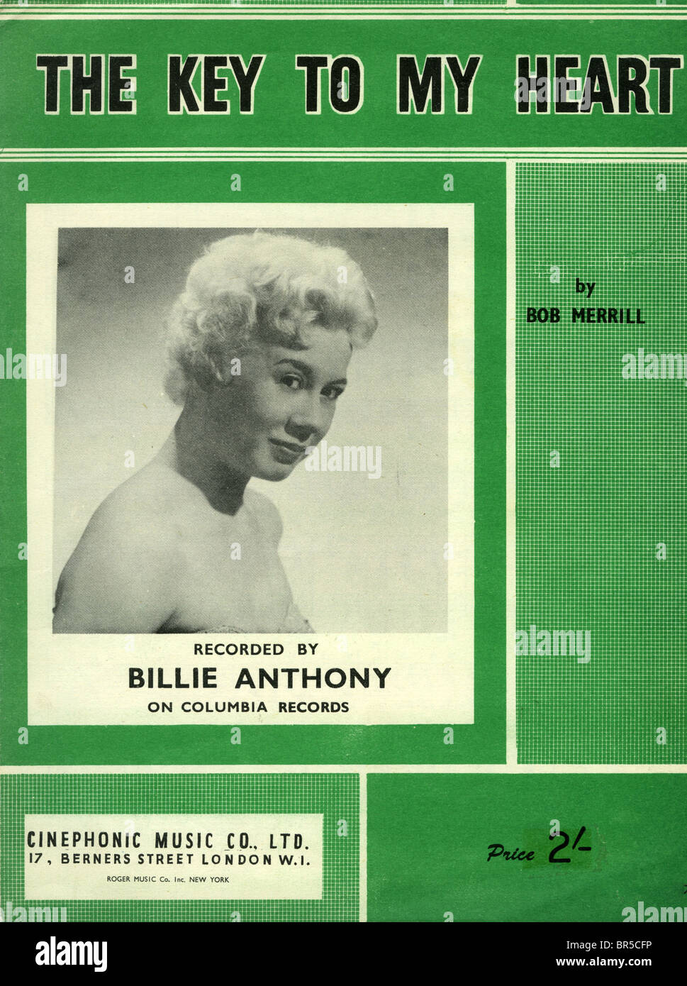 BILLIE ANTHONY (1932-1991) Scottish singer on 1956 sheet music Stock ...