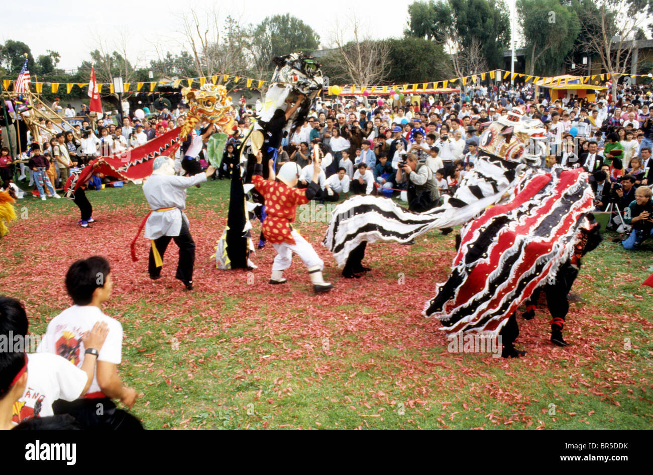 Chinese festival dragon firecrackers fireworks celebrate dance move ...