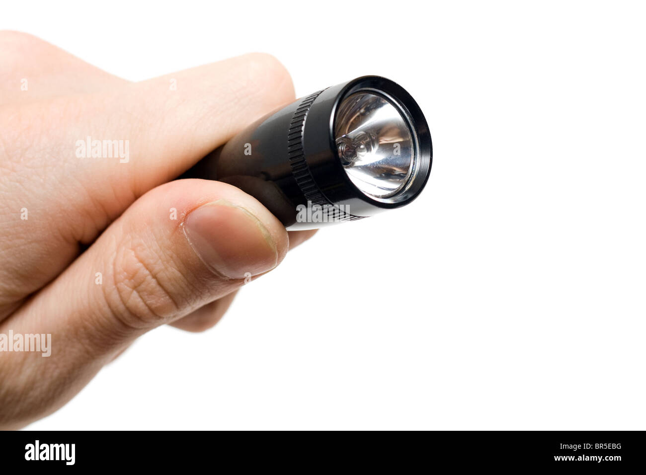 Hand holding flashlight on white hi-res stock photography and images ...