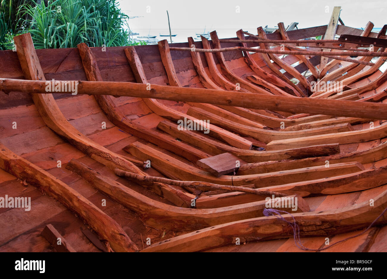 Nungwi, Zanzibar. Dhow Construction, Boat Building. Interior ribs give ...