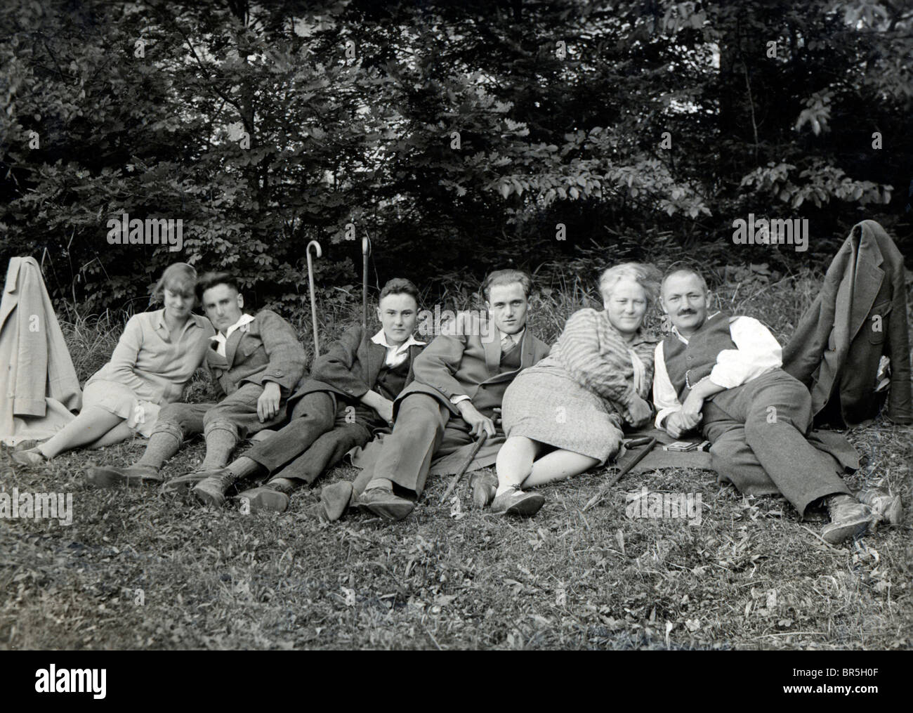 Historic photograph, group outing, around 1929 Stock Photo - Alamy