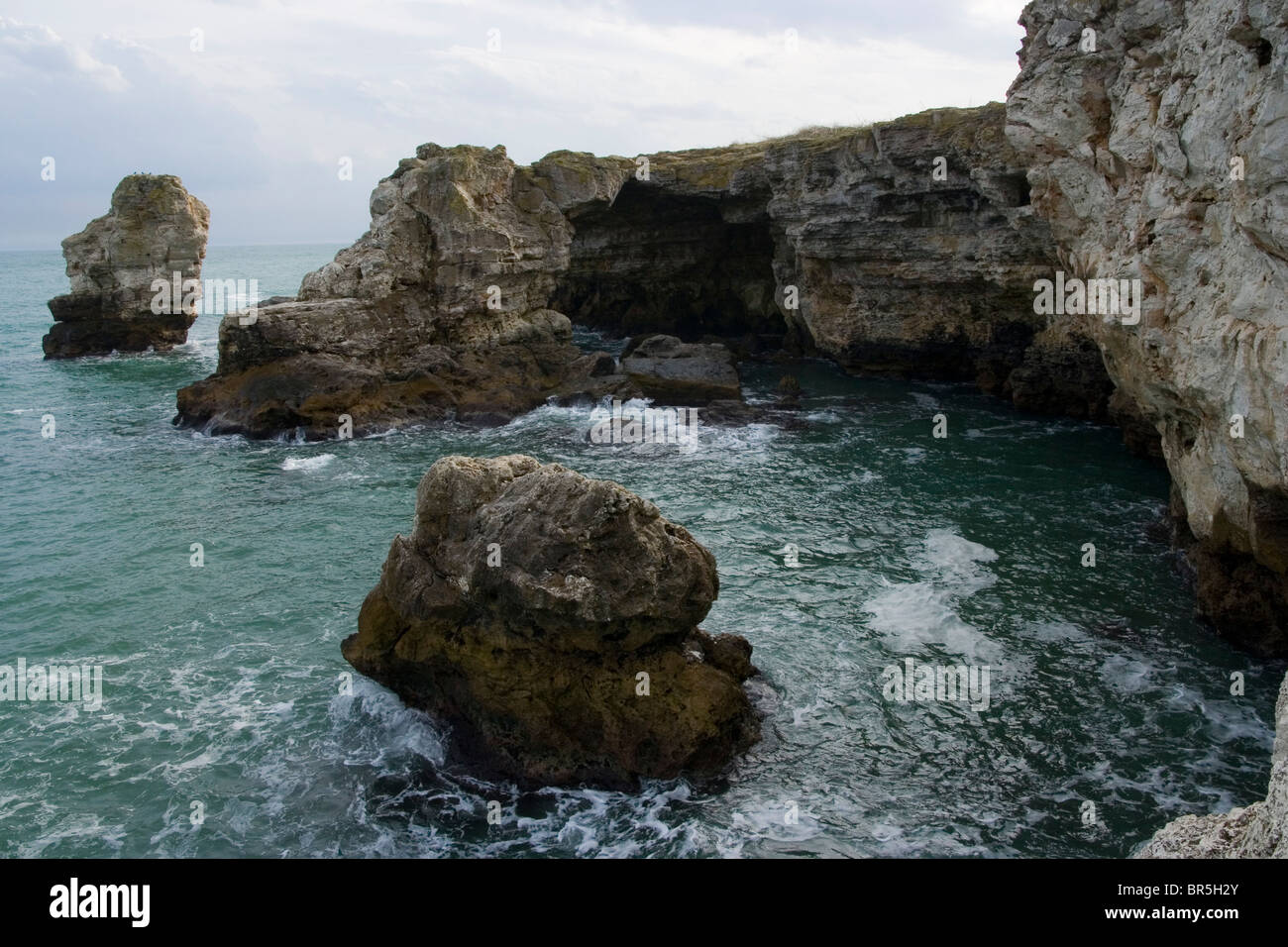 Steep cliffs, rocky sea coast, Black Sea, Balkans, Bulgaria Stock Photo ...
