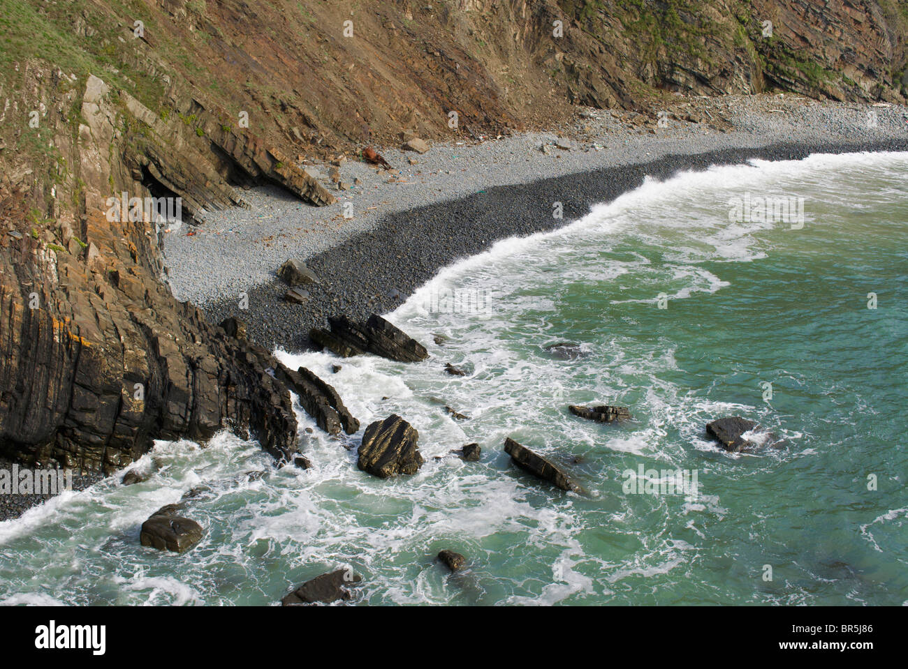 rocks and sea hartland quay devon Stock Photo - Alamy