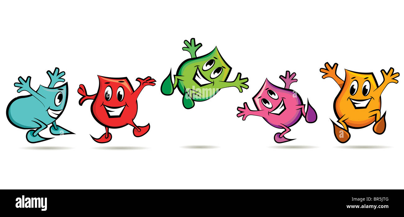 Group of five happy Blinky characters, illustration Stock Photo - Alamy
