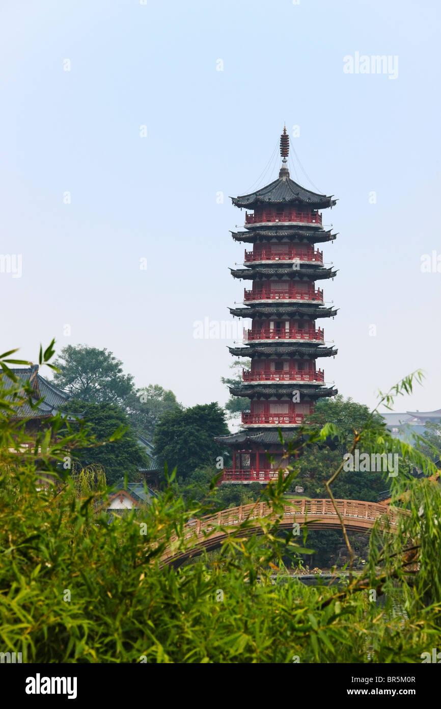 Sun Pagoda (also called Golden Pagoda) with traditional architecture in ...