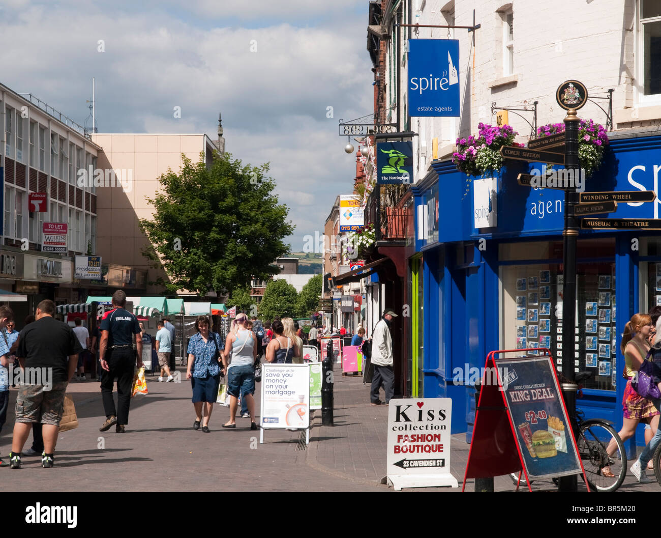 Looking down High Street in Chesterfield, Derbyshire England UK Stock ...