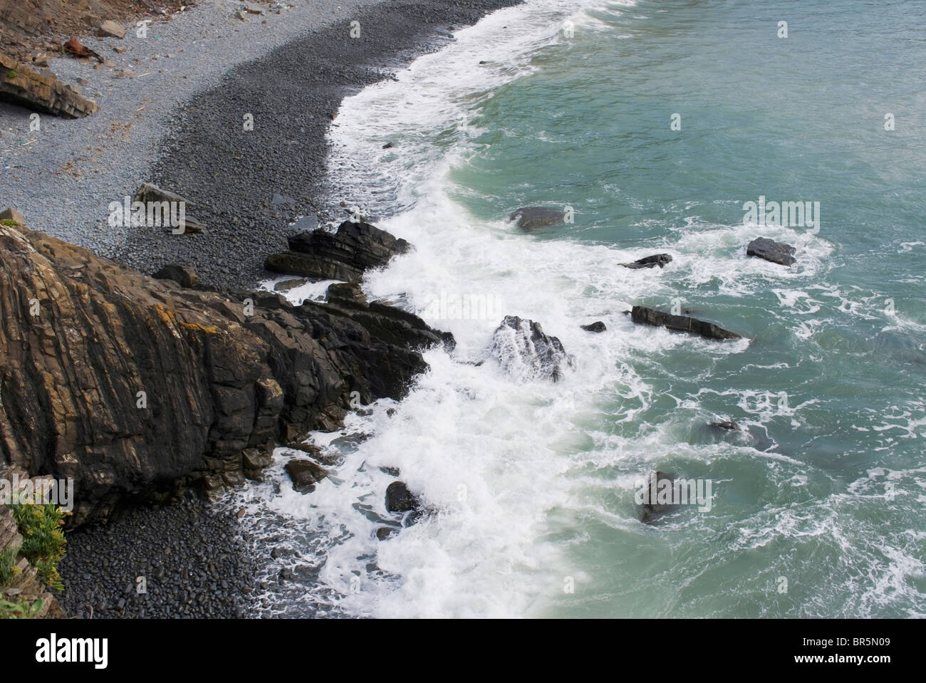 rocks and sea hartland quay devon Stock Photo - Alamy