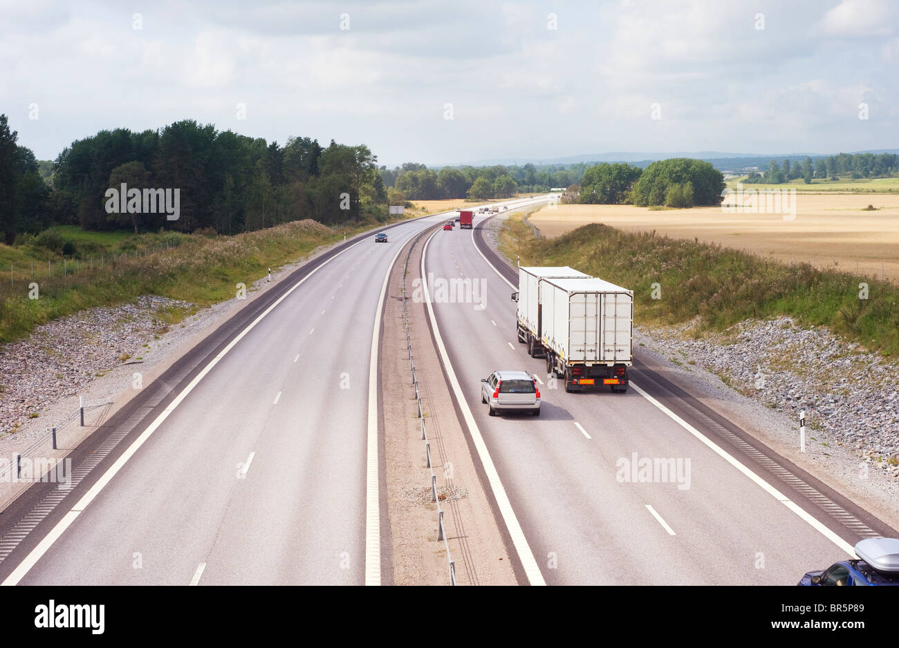 Cars on a highway frow Sweden to Norway Stock Photo - Alamy