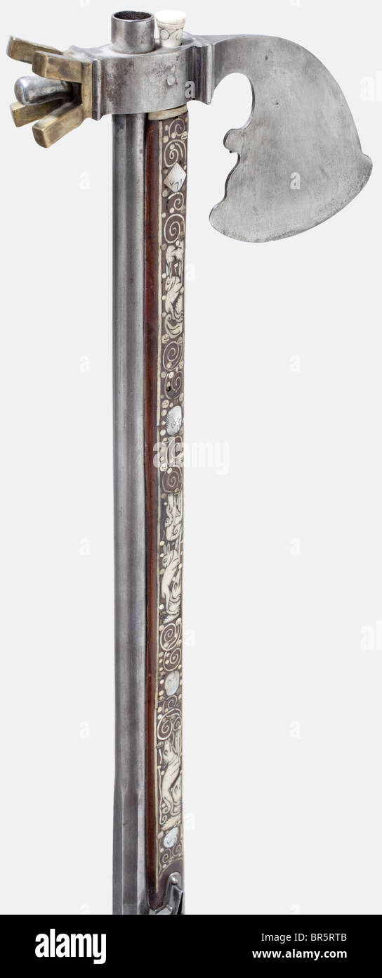 A rare Bohemian combination flintlock axe-pistol, 1st half of the 18th ...