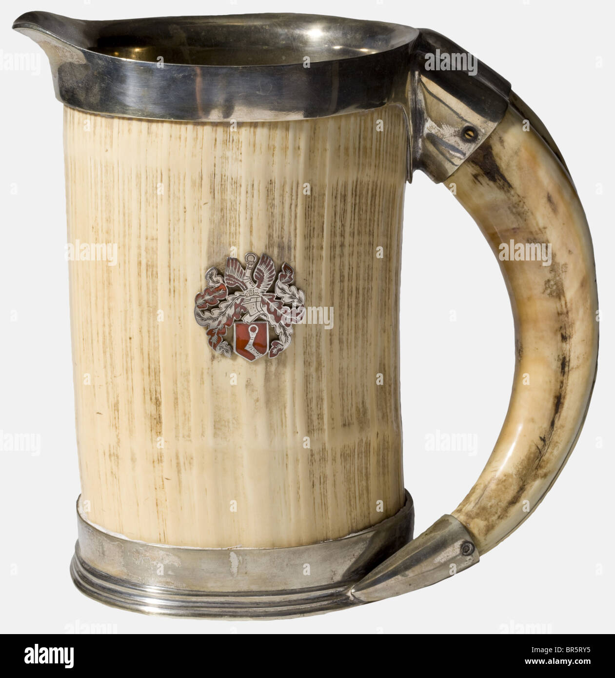 Hermann Göring, an ivory hunting pitcher Ivory, trimmed with silver ...