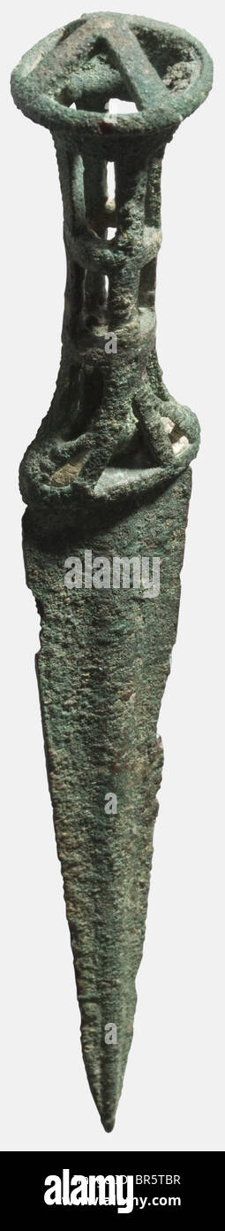 A Caucasian dagger, ca. 1000 B.C. Cast and forged bronze. The blade ...