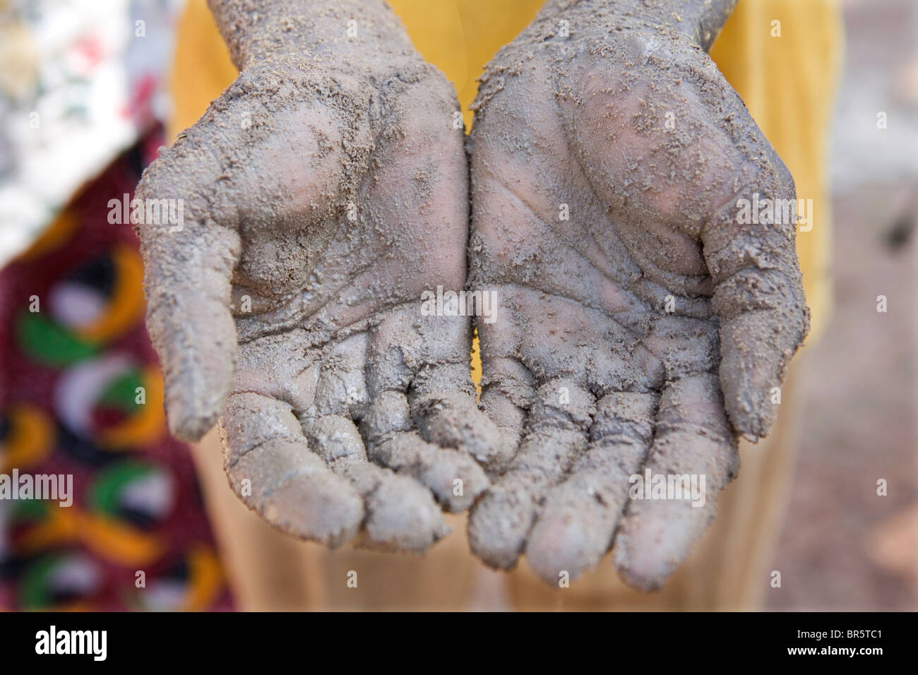 A farm worker shows his hands after working in the fields all day Stock ...
