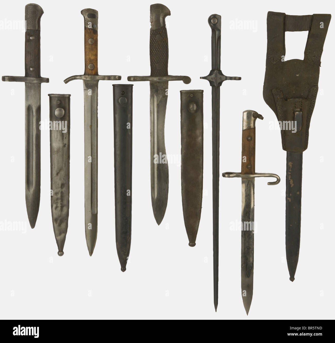 A group of edged weapons, includsing a Spanish pattern 43 bayonet made ...