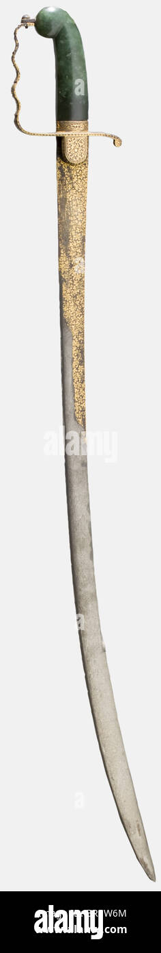 A gold inlaid indian sabre with nephrite jade grip hi-res stock ...