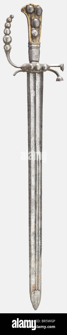 A German hunting sword, circa 1650 Heavy single-edged blade (18th ...