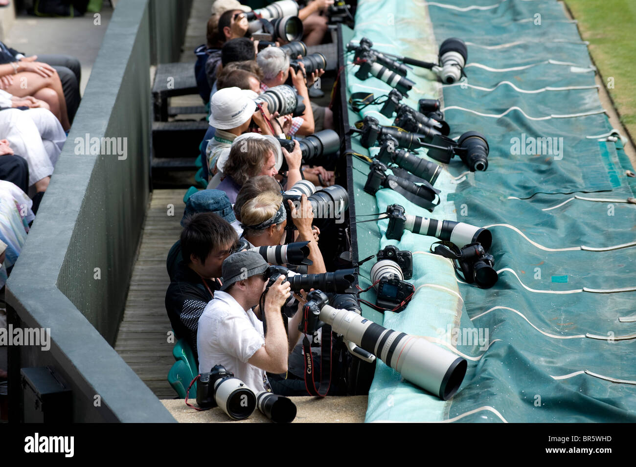 Photographers on Centre Court during the mens singles final at the ...