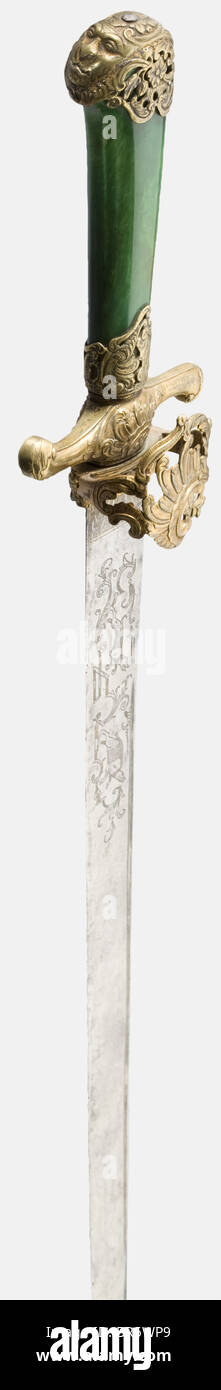 A German hunting sword, end of the 18th century Slightly curved blade ...