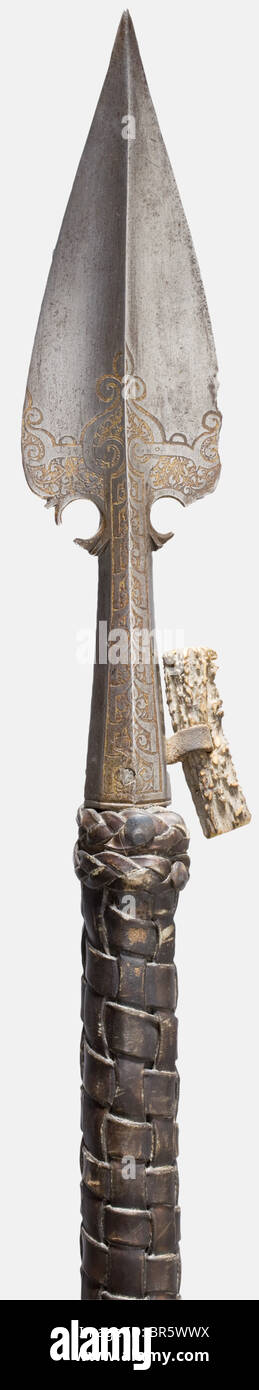 An etched German hunting spear, 2nd half of the 16th century Cut blade ...