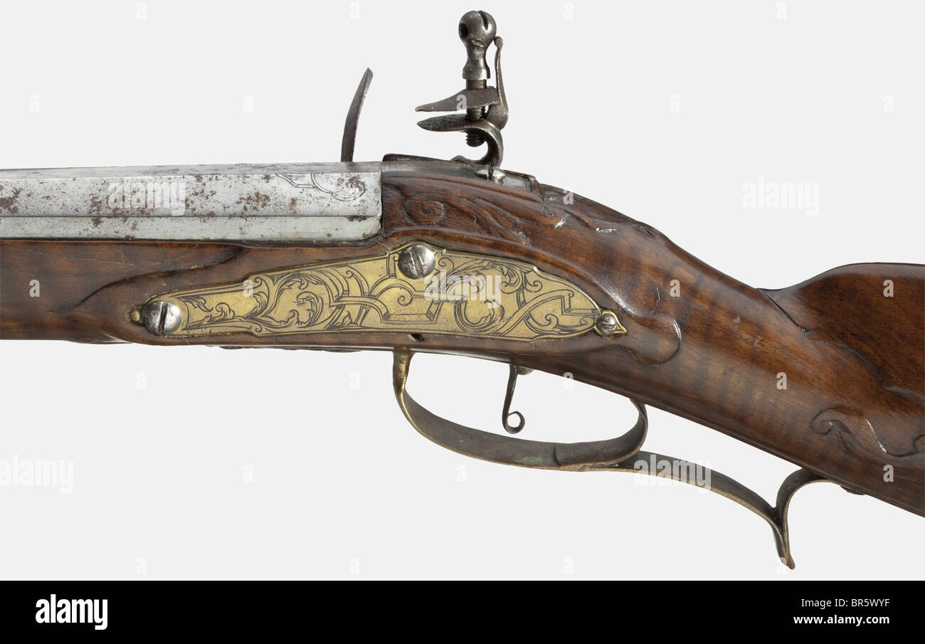 A flintlock blunderbuss, German, circa 1730. Two-stage barrel ...