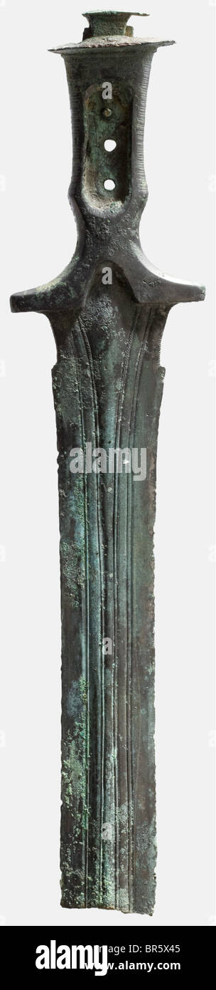 A fragment of a bronze sword, Central Europe, ca. 1000 B.C. Bronze with ...