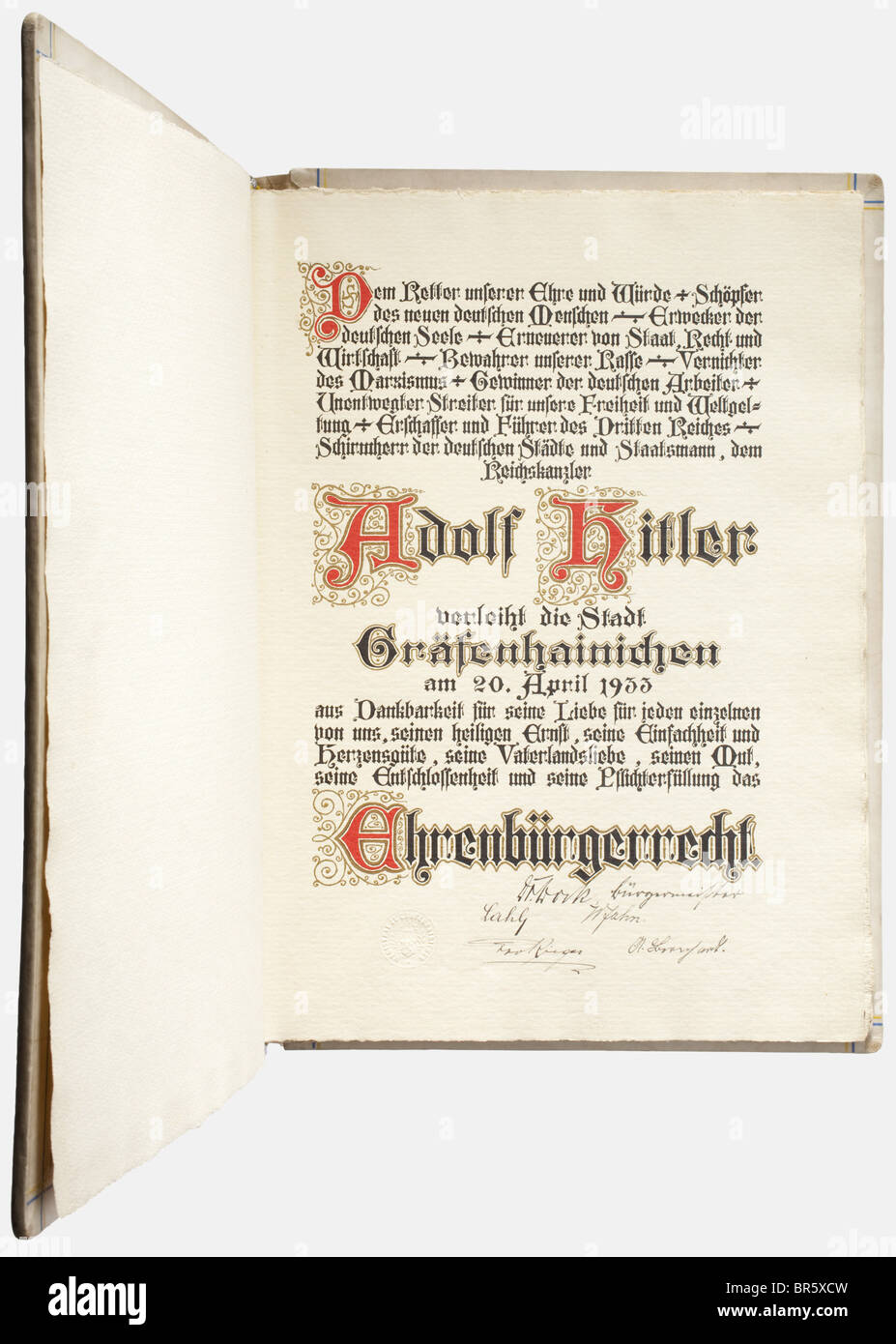 Adolf hitler certificate honorary citizenship hi-res stock photography ...