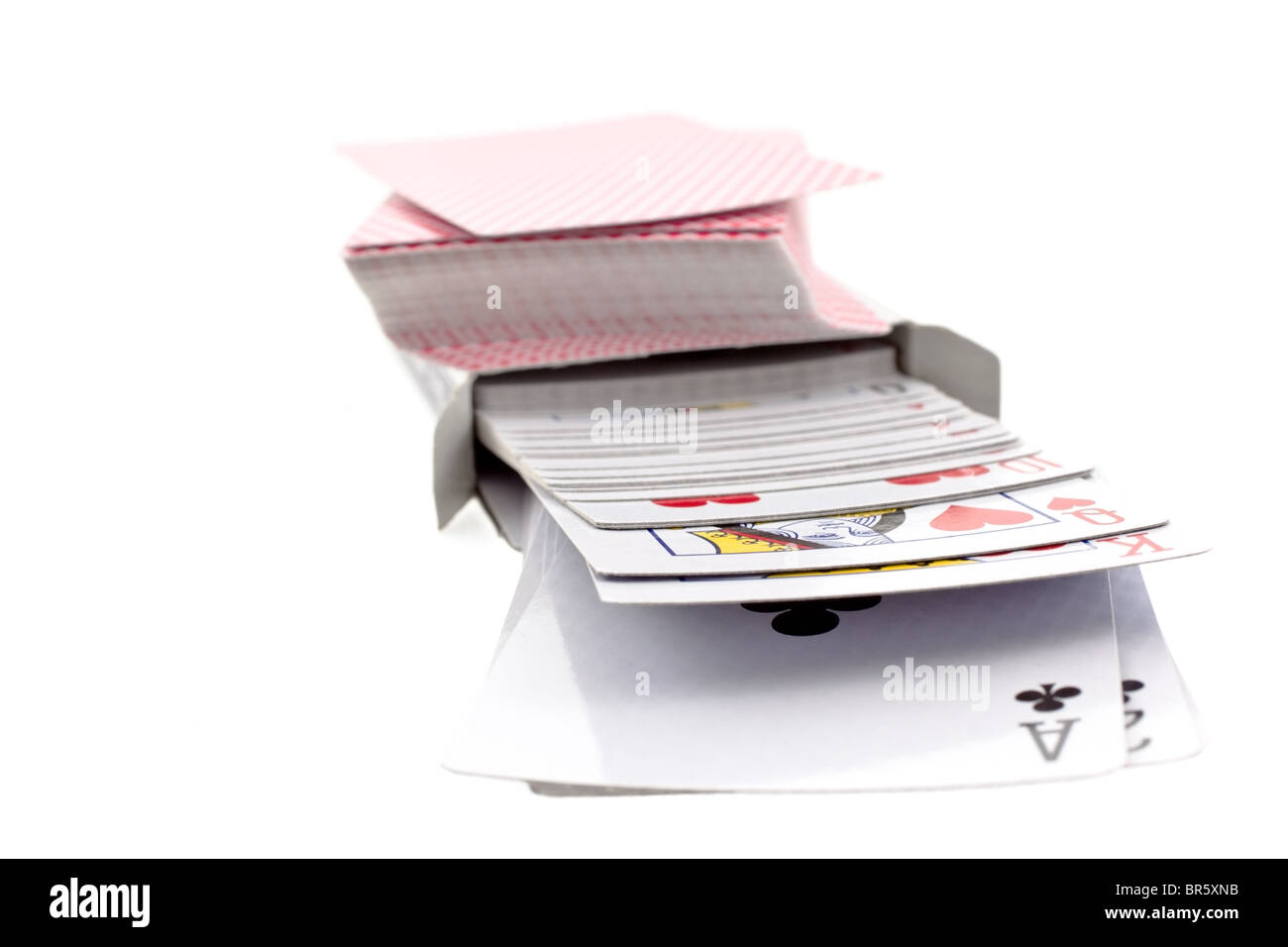 two playing cards decks isolated on white background. horizontal shot ...