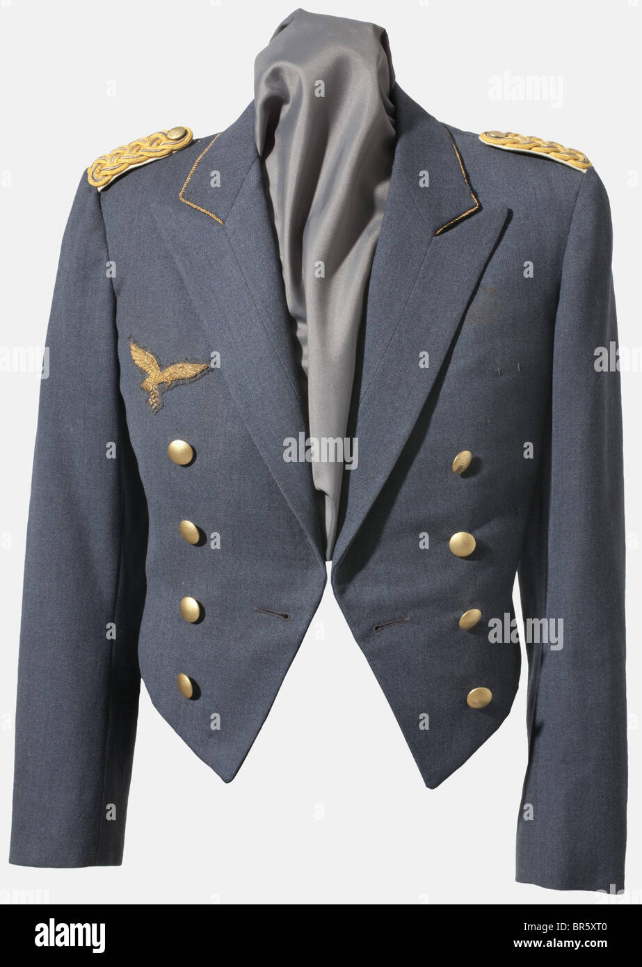 A Luftwaffe evening dress mess jacket, Fine Luftwaffe blue gabardine ...