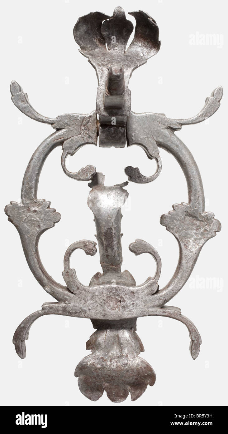 A German door knocker, circa 1600 Forged iron, tin-plated. Ring-shaped ...