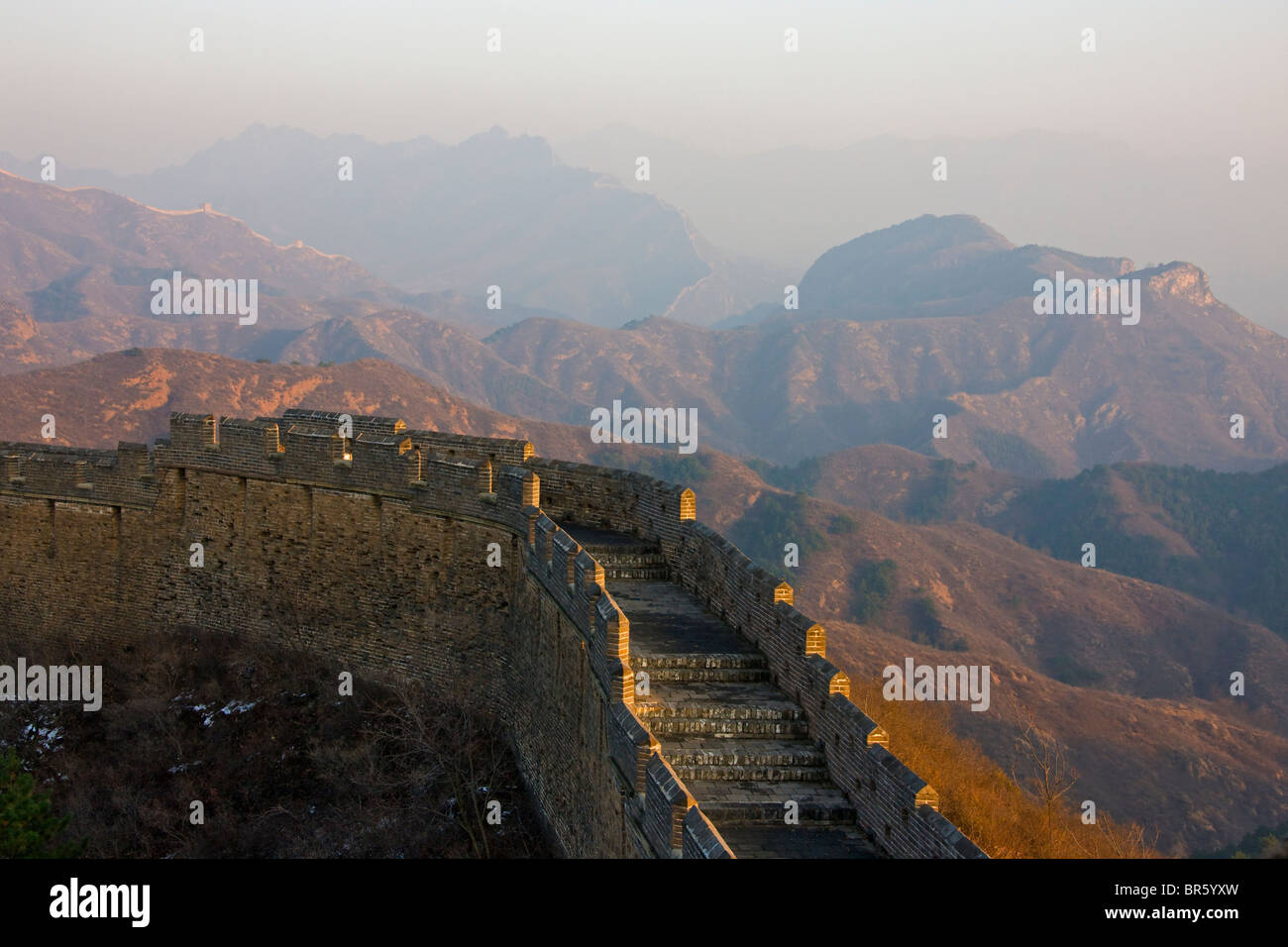 Great Wall winding in the mountain at sunset, Jinshanling, Hebei, China ...
