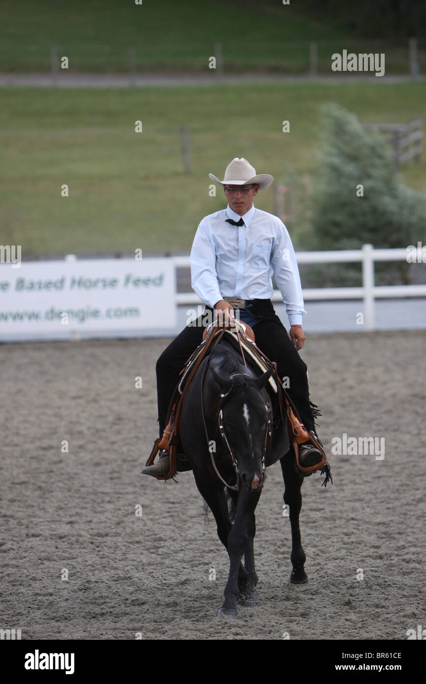 Horse and rider in Western saddlery Stock Photo - Alamy