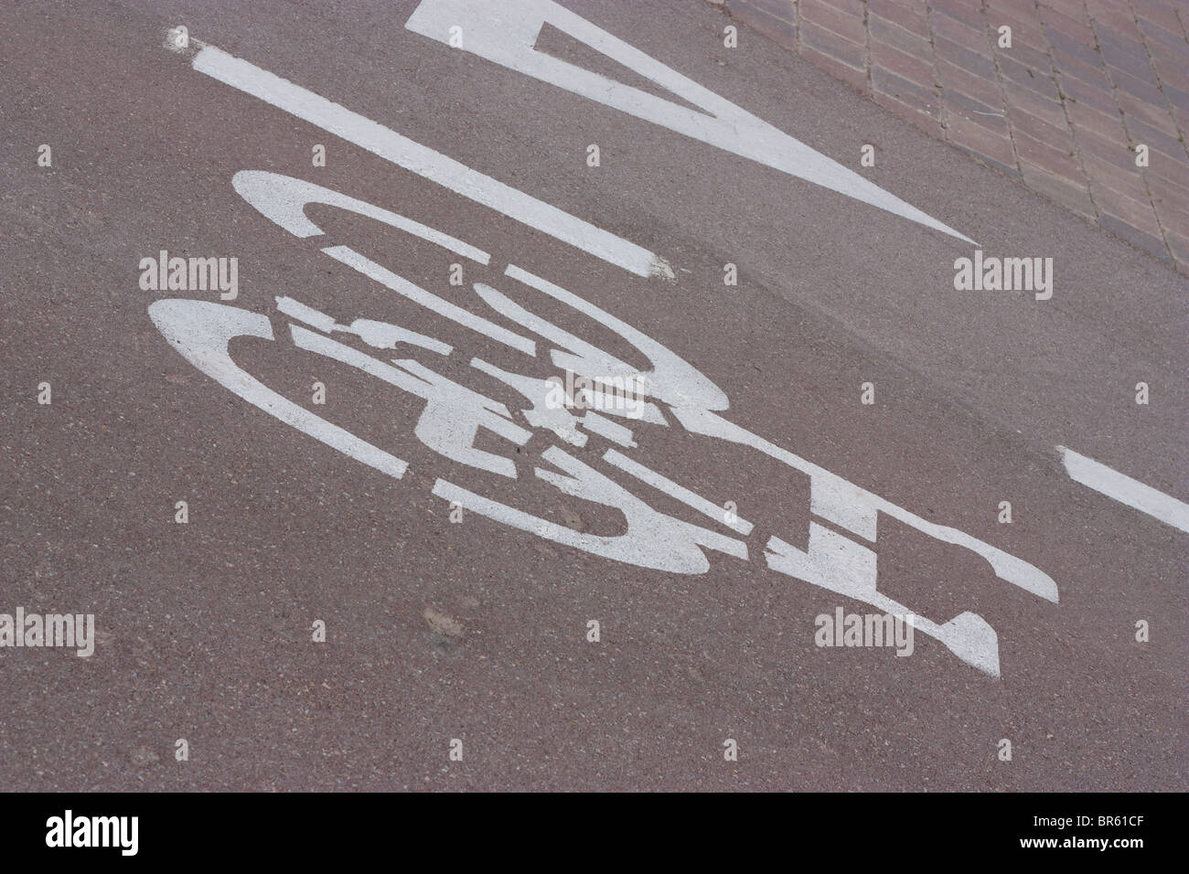 Bicycle road, horizontal signage of bike lanes in the city, urban ...
