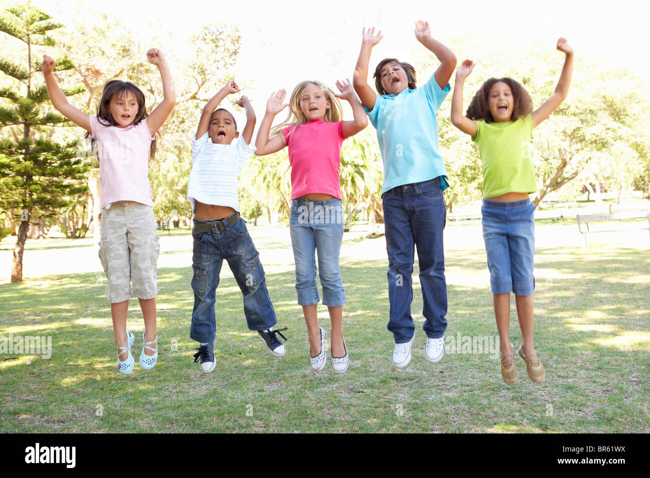 Young Children Jumping