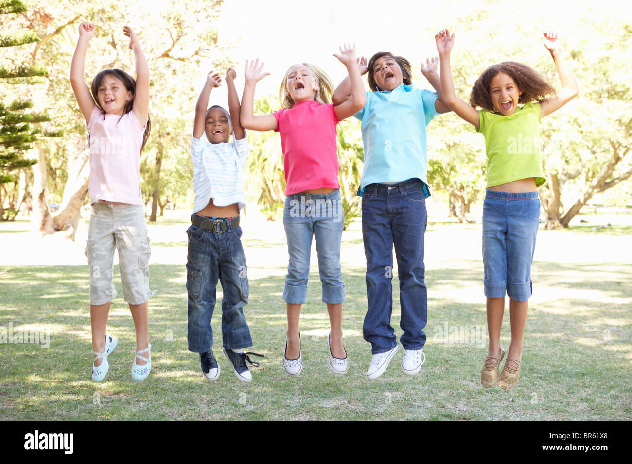 Young Children Jumping