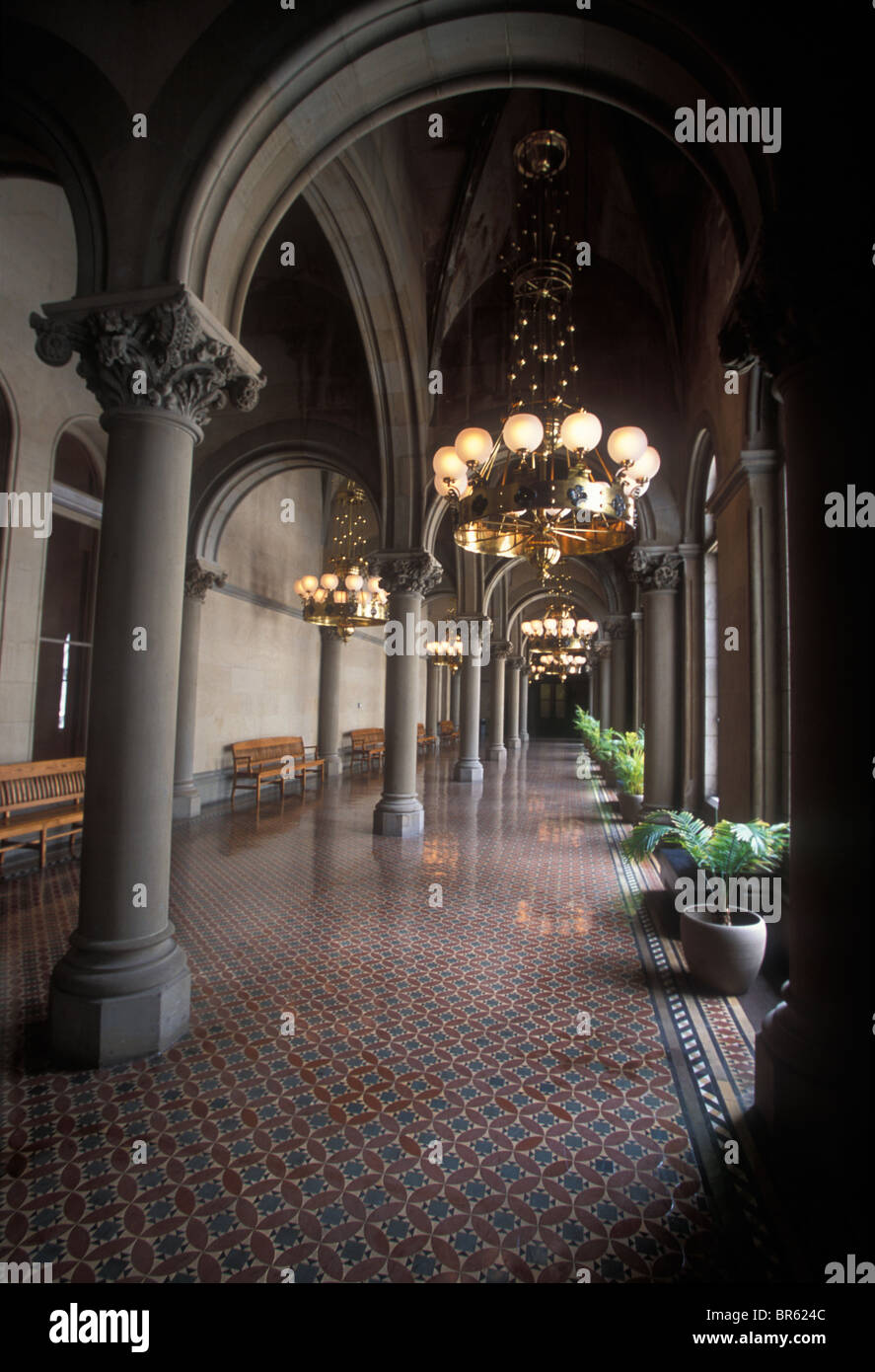 The Upper Senate Corridor in the New York State Capitol building in ...