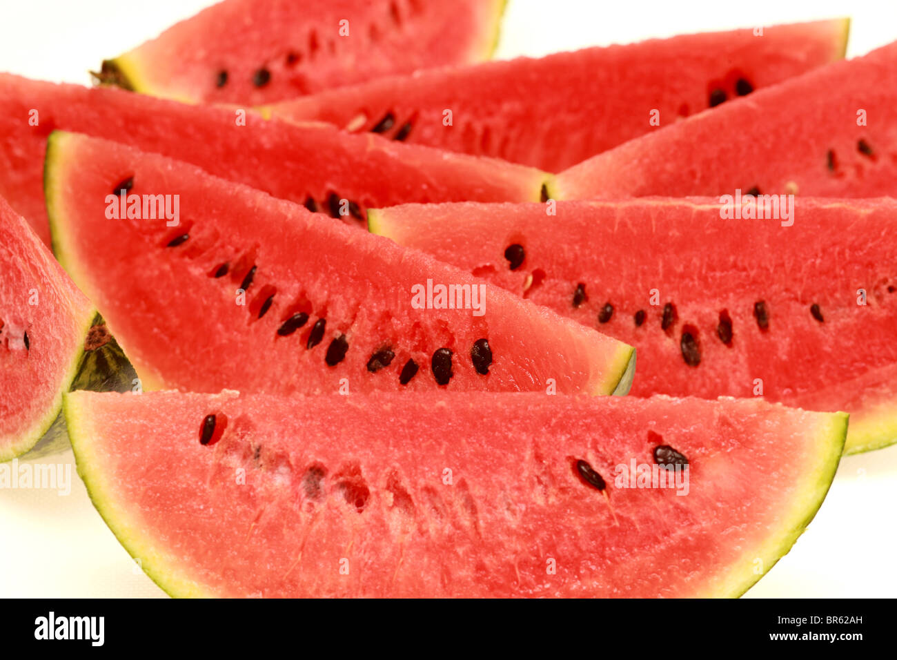 Fresh Healthy Tropical Cut Watermelon Segments Fruit Against A White ...