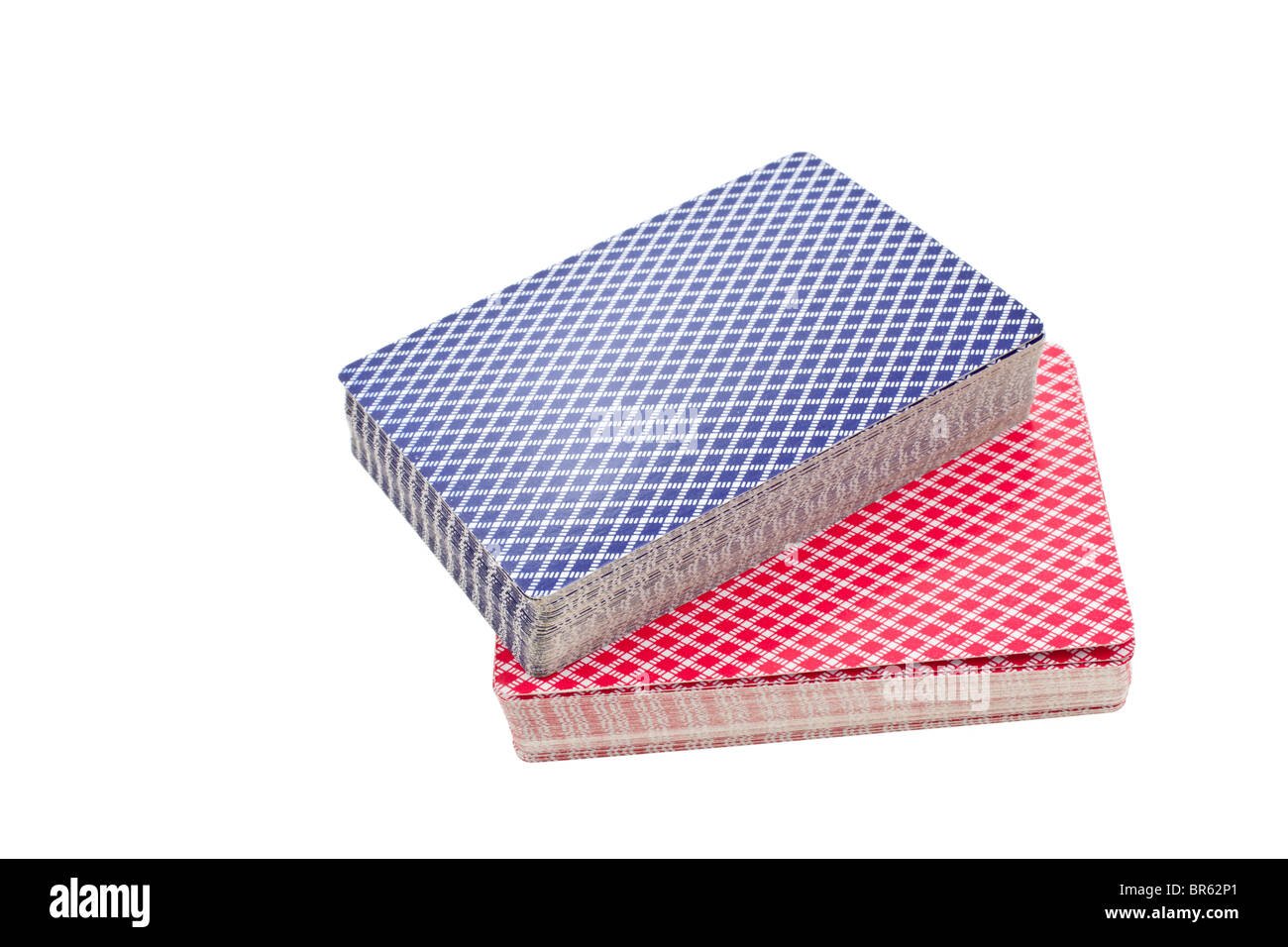 two playing cards decks isolated on white background. horizontal shot ...