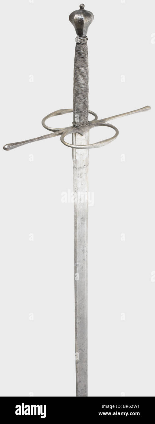 A German knightly riding sword, circa 1600. Sturdy, double-edged ...