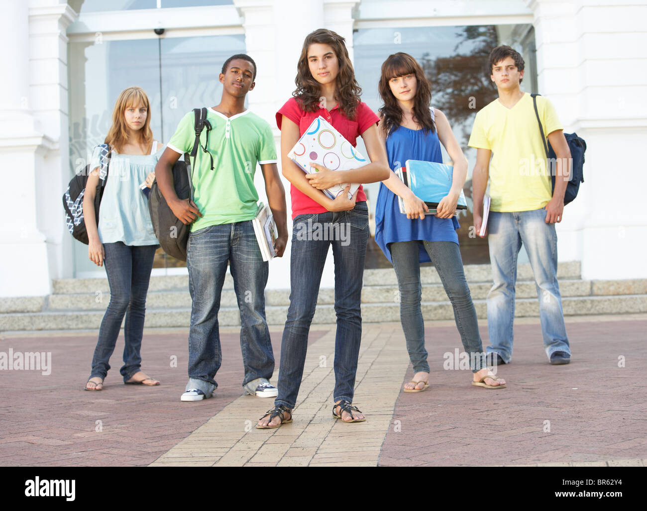 Group Of Teenage Students Standing Outside College Building Stock Photo ...