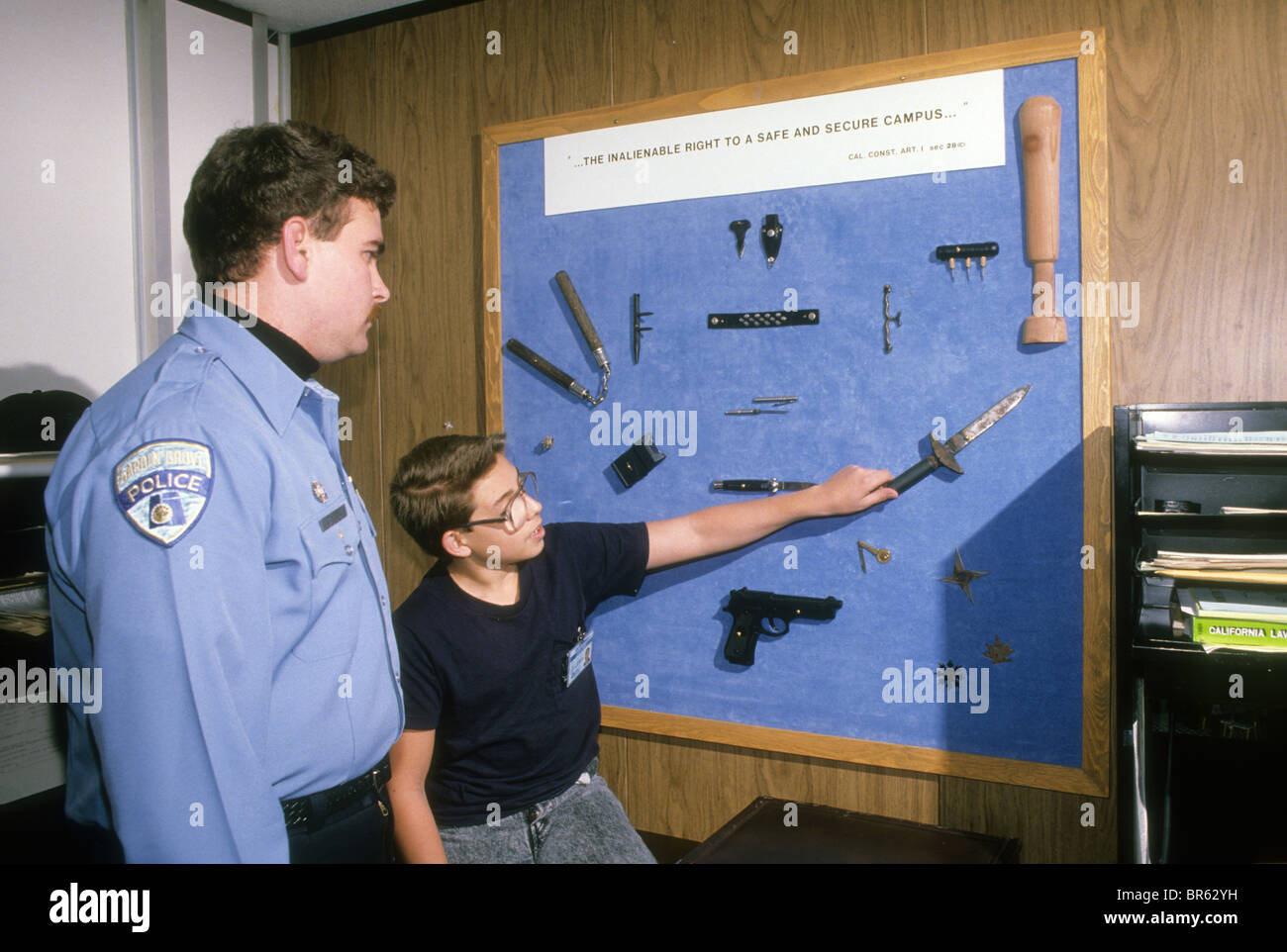Police cadet instruct teach demo weapon board learn threat explorer ...