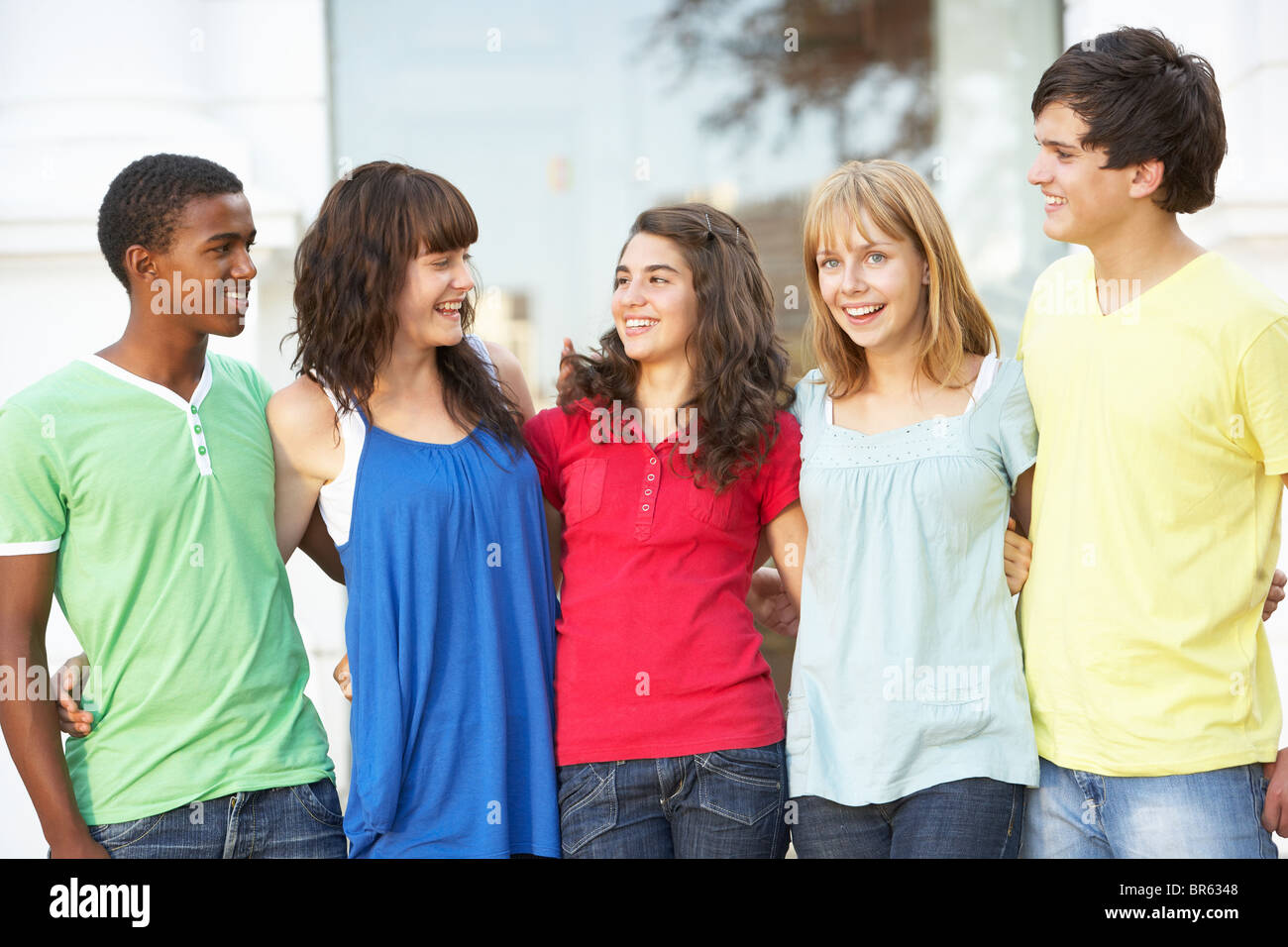 Group Of Teenage Students Standing Outside College Building Stock Photo ...