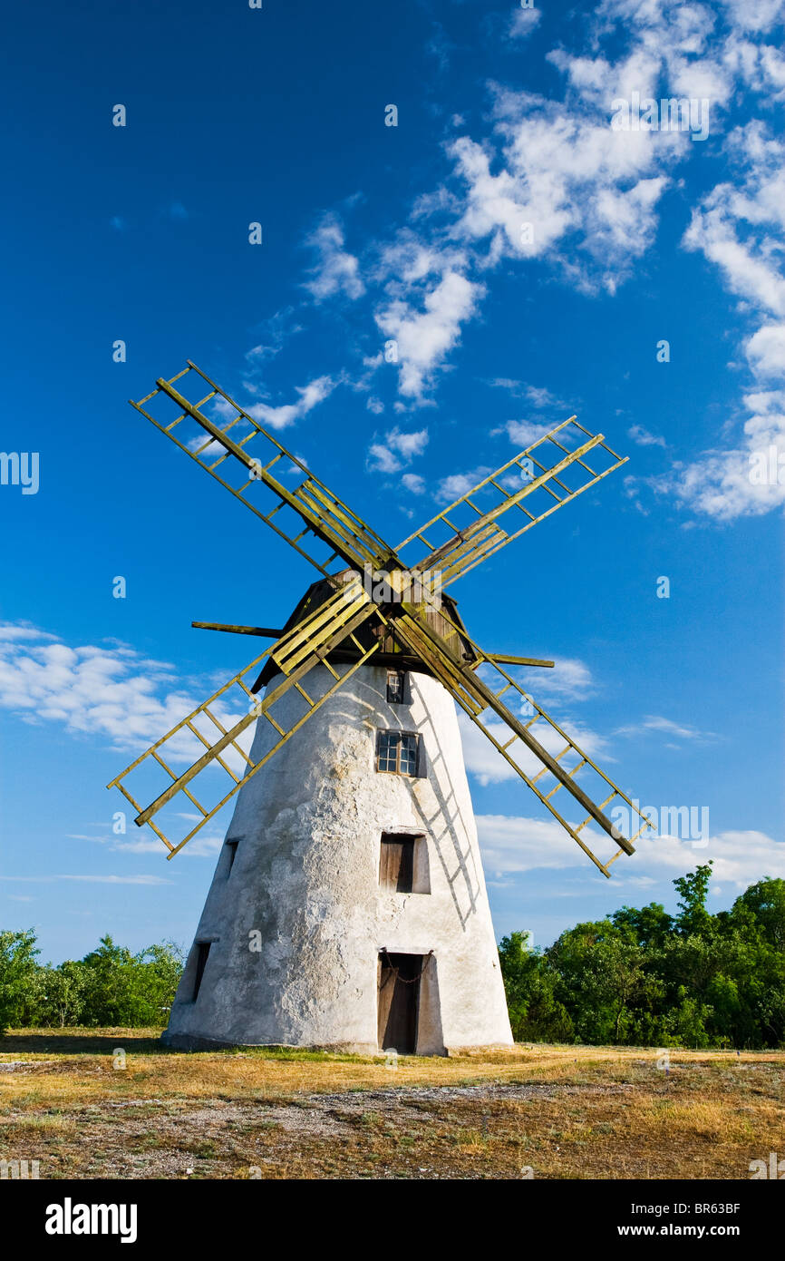 Ancient windmill on the Baltic island of Gotland, Sweden Stock Photo ...