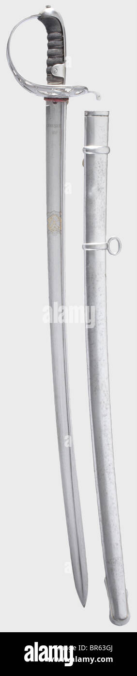 A splendid model 1861 sabre for cavalry officers., Pipe-backed Damascus ...