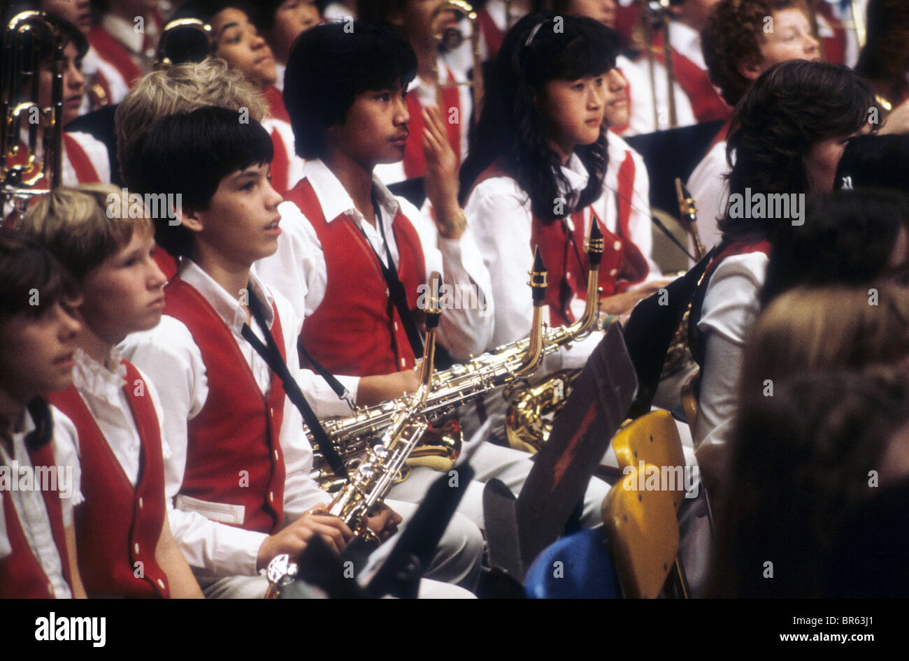 pre-teen band instrument clarinet music play woodwind uniform asian ...