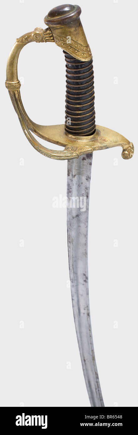 A model 1826 sabre for officers, of the infantry. Slightly curved blade ...