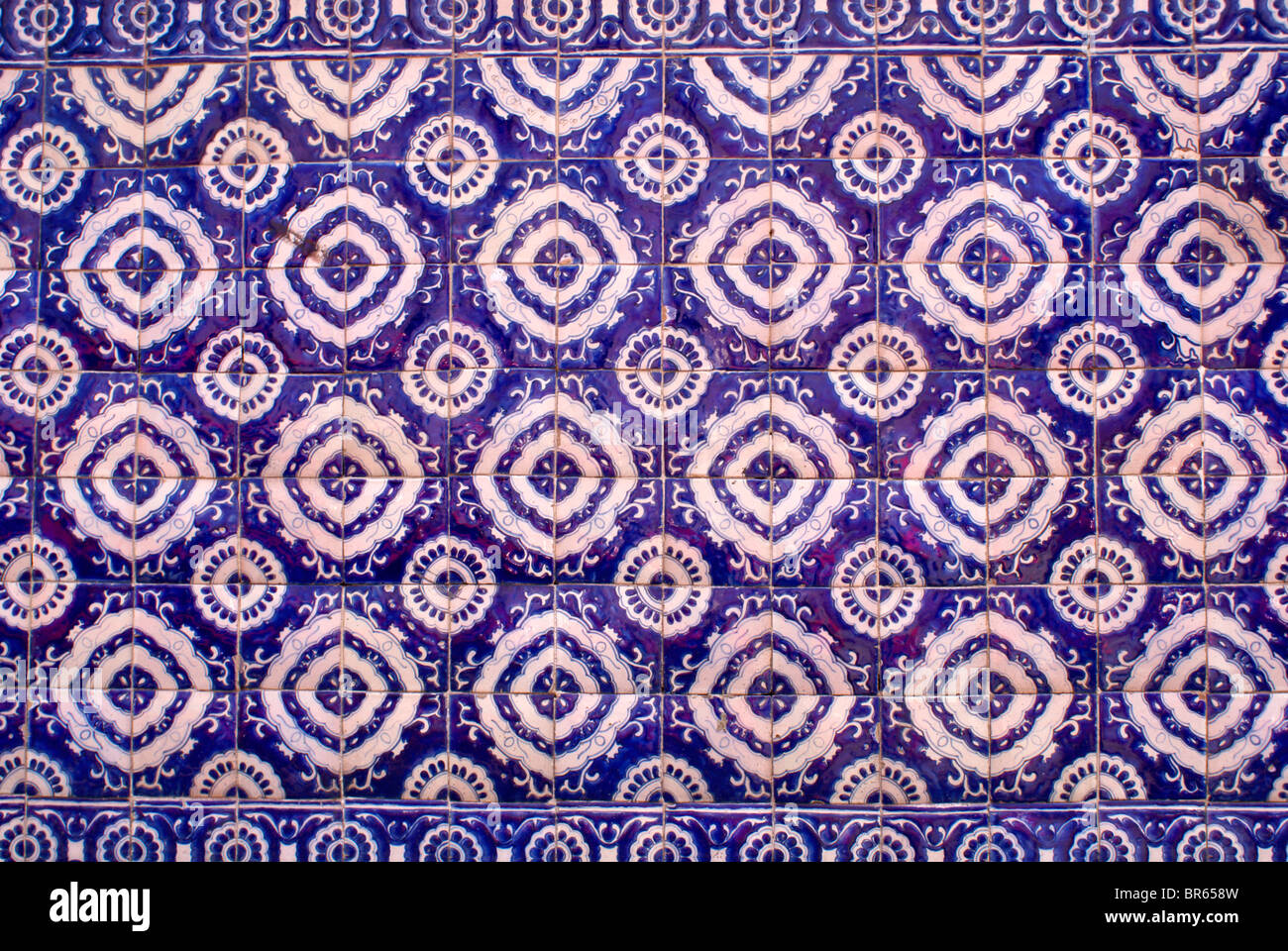 Blue and white Mexican Talavera tiles on the exterior of the Museo Casa ...