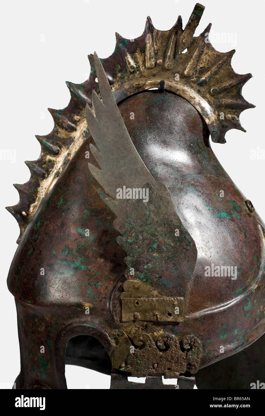 A Chalcidian helmet, the so-called "winged griffin crest helmet", 4th ...