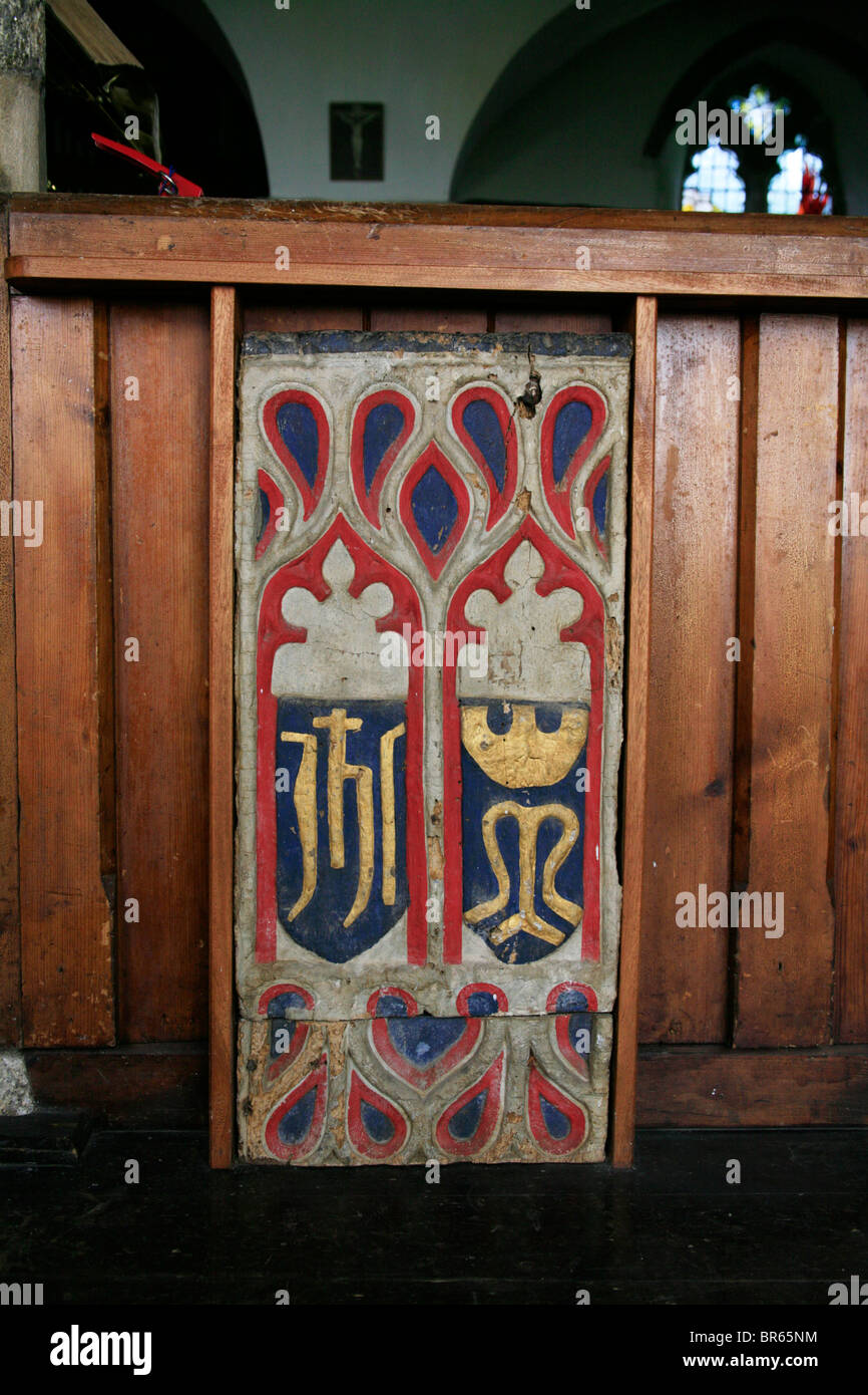 Painted Pew Ends, St Breward Church, Cornwall, depicting the ...