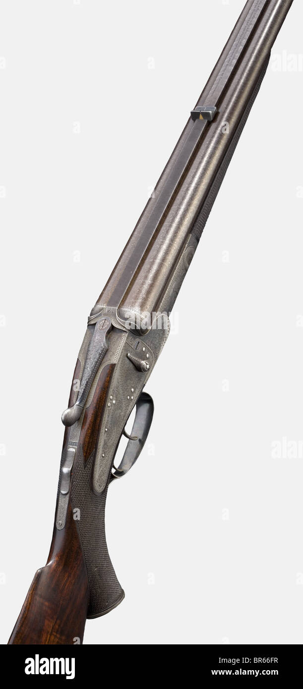 Double barrelled damascus rifle alexander henry hi-res stock ...