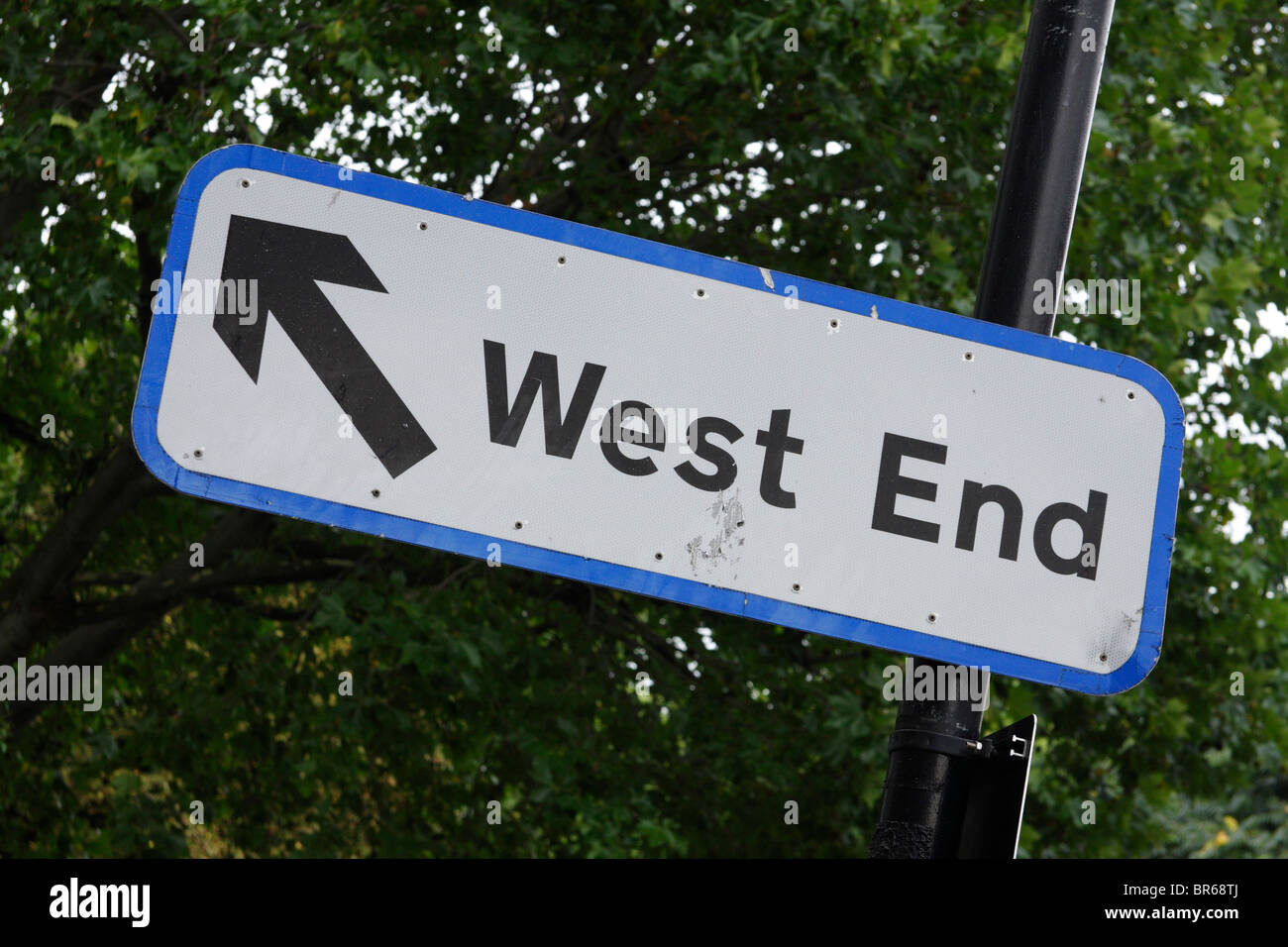 Directional signpost for West End, London, UK Stock Photo - Alamy