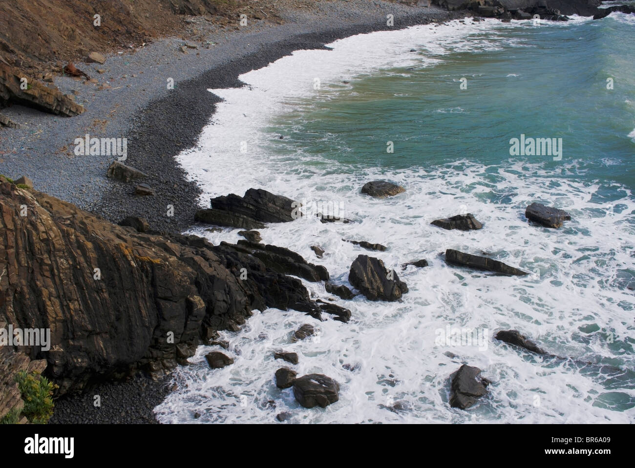 rocks and sea hartland quay devon Stock Photo - Alamy
